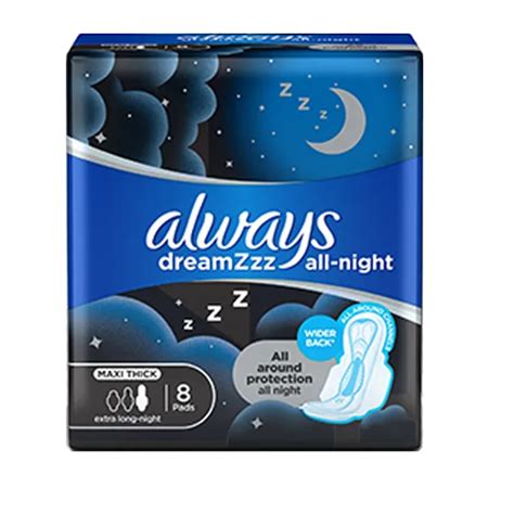Always Dream Zzz All Night Sanitary Pad Maxi Thick 4 Packets X 8 Pads