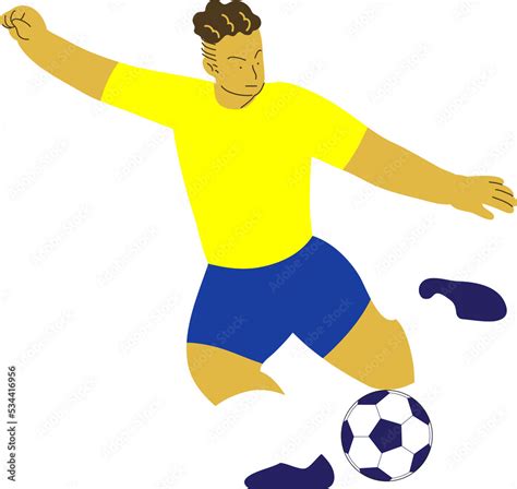 Soccer Player Character Penalty Kick The Classic Ball Flat Graphic