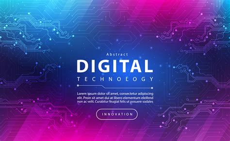 디지털 기술 배너 핑크 블루 배경 개념 기술 조명 효과 추상 기술 혁신 미래 데이터 인터넷 네트워크 Ai 빅 데이터 라인 도트 연결 일러스트 레이 션 벡터 0명에 대한 스톡