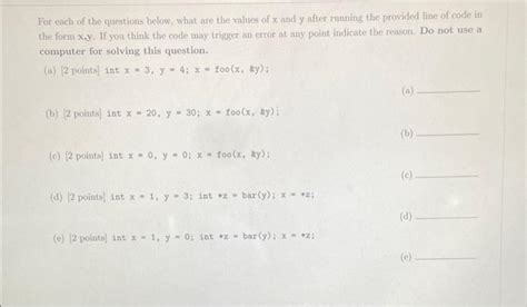 Solved Consider The Following Functions Int Foo Int Chegg