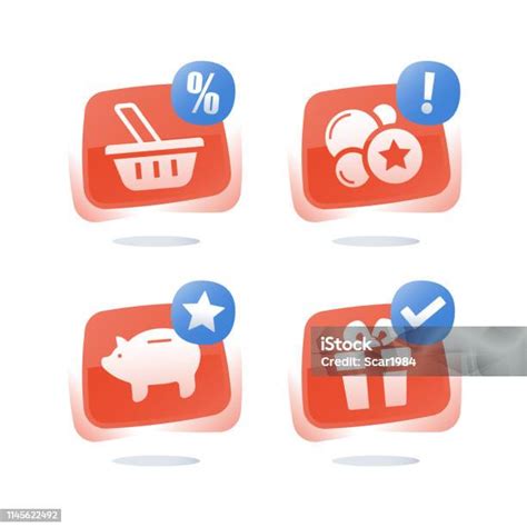 포인트를 적립 하 고 보상을 얻을 충성도 프로그램 할인 쿠폰 돼지 저금통 저축 구매 선물 현금 다시 Po에 대한 스톡 벡터 아트