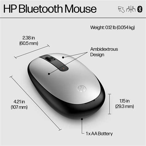 HP BLUETOOTH Mouse Silver Bluetooth Wireless OFF