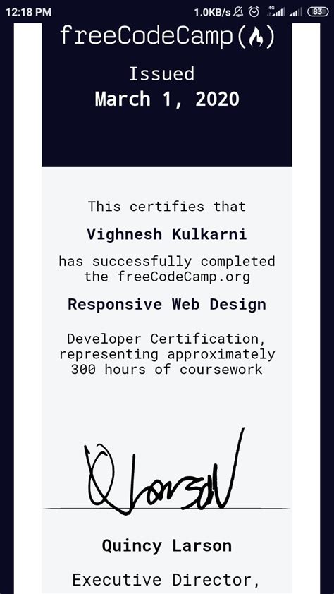 Vighnesh Kulkarni On Linkedin Webdevelopment Freecodecamp Css Html5