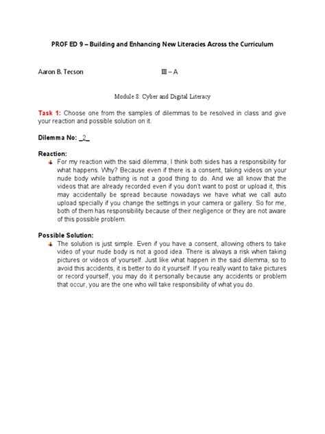 Module 8 Activities Cyber And Digital Literacy Pdf Literacy Thought