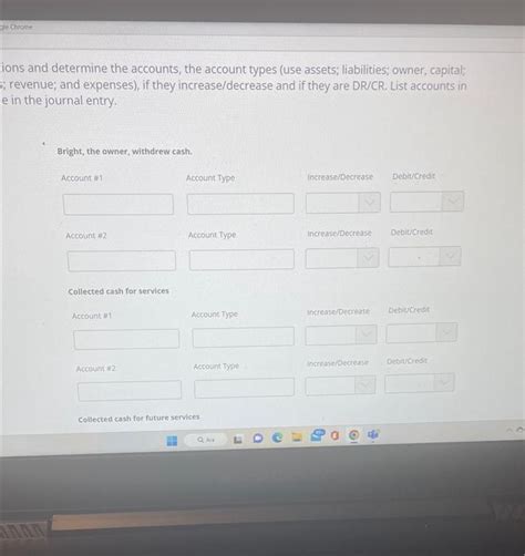 Solved Ons And Determine The Accounts The Account Types