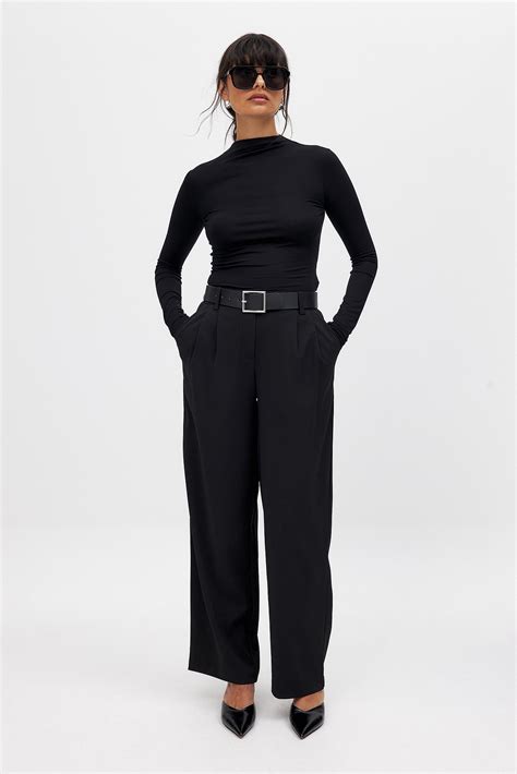 Soft Line Funnel Neck Long Sleeve Top Black Na Kd