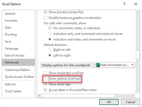 How To Hide Vertical And Horizontal Scroll Bars In Excel Auto Vba