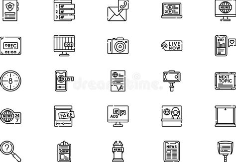 Journalism Icons Collection Is A Vector Illustration With Editable Stroke Stock Vector