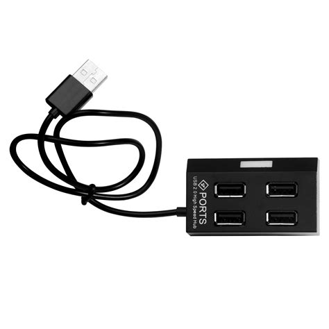 Хъб 4 Usb 20 порта с Led и отделен захранващ порт черен Emagbg