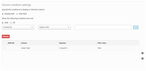 Configure Column Conditions