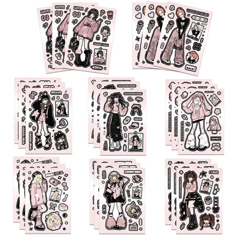 Виниловые наклейки Y2k для девочек 8 листов Aliexpress