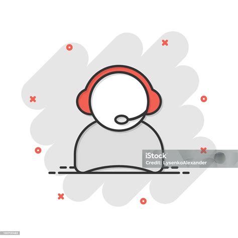 코믹 스타일의 마이크 아이콘벡터 만화 연산자 콜 센터 사인 일러스트 픽토그램의 연산자 사람 비즈니스 스플래시 효과 개념 It 지원에 대한 스톡 벡터 아트 및 기타 이미지