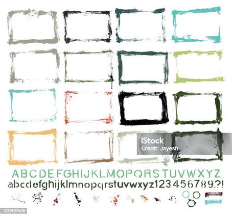 벡터 손으로 그린 텍스처 테두리 및 페인트 스플래시 세트 아티스트 자신의 컬렉션 그래피티에 대한 스톡 벡터 아트 및 기타 이미지