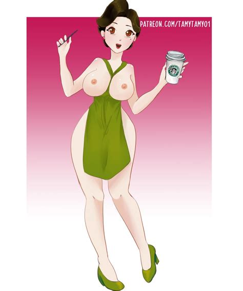 rule 34 apron only big breasts black hair brown eyes disney gradient