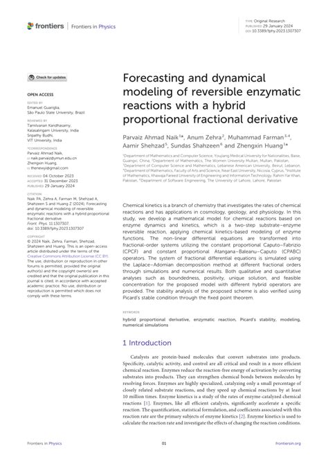 Pdf Forecasting And Dynamical Modeling Of Reversible Enzymatic