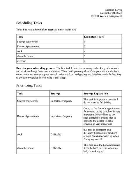Cis Week7a Notes For 7a Kristina Torres November 24 2023 Cis101 Week 7 Assignment