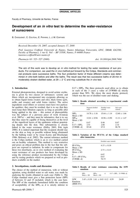 Pdf Development Of An In Vitro Test To Determine The Water Resistance