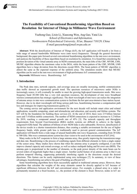 Pdf The Feasibility Of Conventional Beamforming Algorithm Based On Resolution For Internet Of