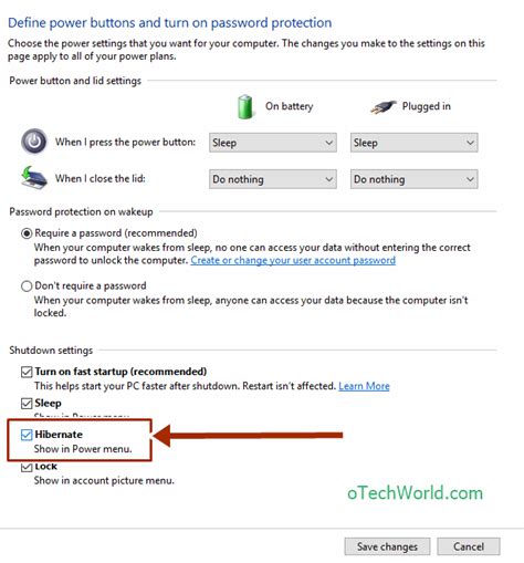 Enable Hibernate In Windows 10 And Add To Power Menu Otechworld