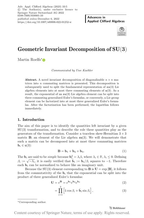 Geometric Invariant Decomposition Of Text {su} Textbf{3} Request Pdf