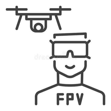 Fpv Drone And Man With Goggles Vector Concept Outline Icon Stock Vector Illustration Of Aerial