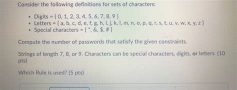 Solved Consider The Following Definitions For Sets Of