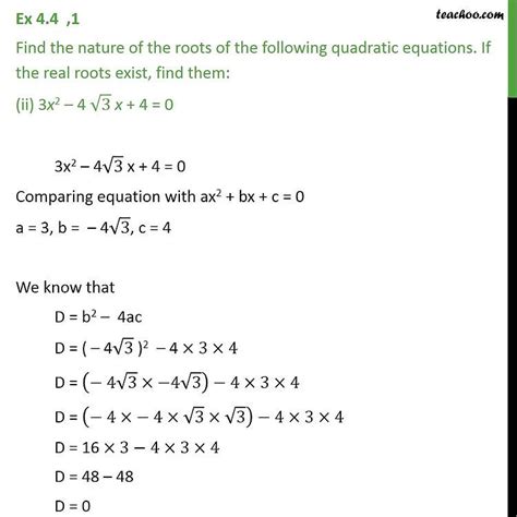 Ex 4 4 1 Find Nature Of Roots I 2x2 3x 5 0 Ex 4 4