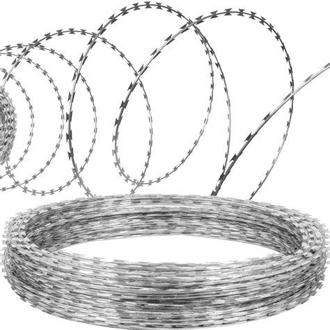 VEVOR Razor Wires 98ft Razor Barbed Wire 2 Coils 49 Ft Per Roll Razor