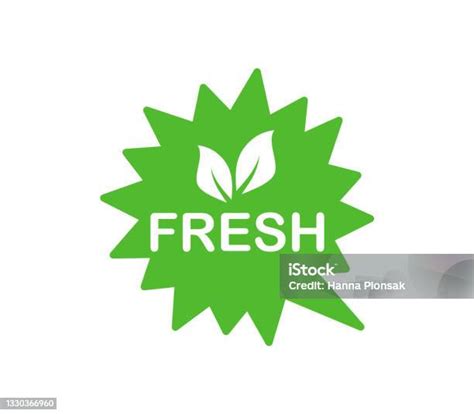 신선한 제품 라벨 유기농 식품을 위한 팜 프레쉬 로고 식품 산업에서 사용할 녹색 엠블럼 벡터 그림입니다 신선함에 대한 스톡 벡터