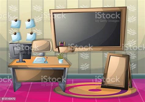 별도의 레이어가 있는 만화 벡터 일러스트 인테리어 교실 0명에 대한 스톡 벡터 아트 및 기타 이미지 0명 가구 가정의 방 Istock