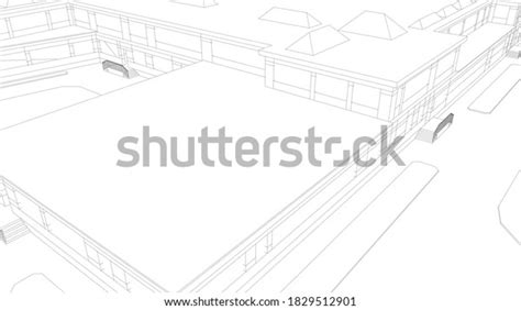 Gráficos De Arquitectura Visualización 3d Edificio Vector De Stock Libre De Regalías