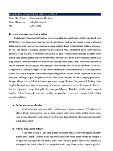 Adinda Setiamufti Seminar Ppg Computational Thinking Pdf Komputer
