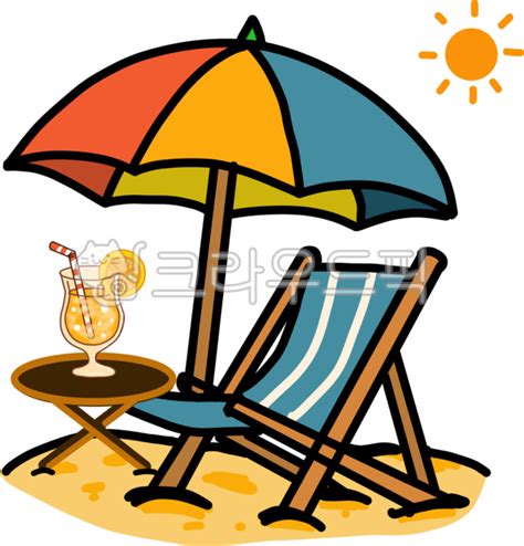 파라솔 해변 해변의자 음료수 햇빛 사진이미지일러스트캘리그라피 김초보작가