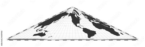 Vector World Map Collignon Equal Area Pseudocylindrical Projection