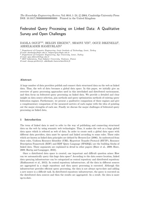 Pdf Federated Query Processing On Linked Data A Qualitative Survey And Open Challenges