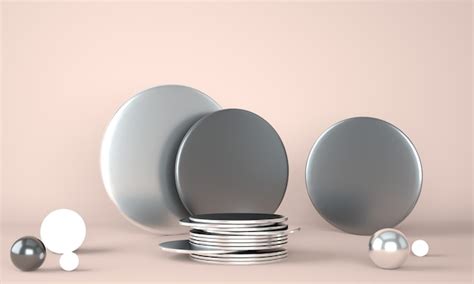 추상 최소한의 기하학 개념 단계 3d 렌더링 프리미엄 Psd 파일