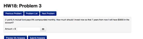 Solved Hw18 Problem 3 Previous Problem Problem List Next