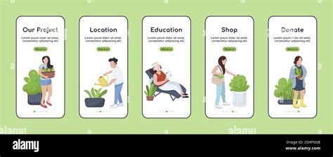 City Gardening Project Onboarding Mobile App Screen Flat Vector Template Stock Vector Image