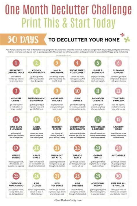 Declutter 2019 Challenge Printable Downffil