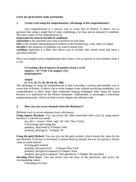 Python Question And Answers Pdf Parameter Computer Programming