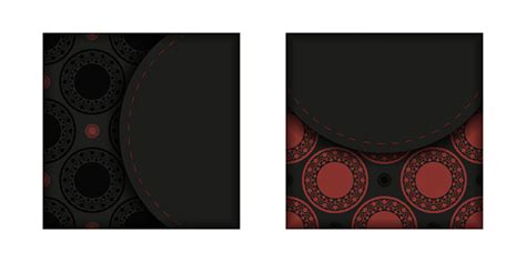 고급스러운 패턴의 블랙과 레드 컬러의 엽서 디자인 텍스트와 빈티지 장식을위한 장소와 벡터 초대 카드 0명에 대한 스톡 벡터 아트 및 기타 이미지 Istock