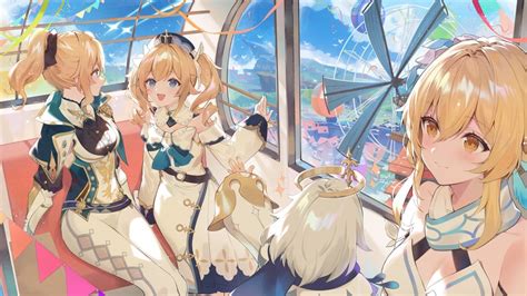 Lumine Paimon Barbara Jean And Jean Genshin Impact Drawn By Necomi Danbooru