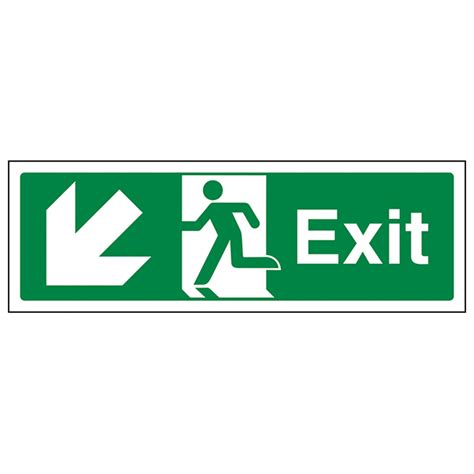 Exit Arrow Down And Left Landscape Fire Assembly Safety Signs EurekaDirect