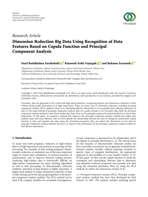Pdf Dimension Reduction Big Data Using Recognition Of Data Features