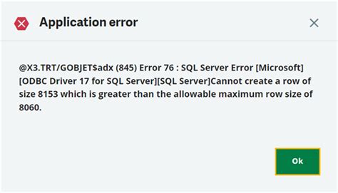 On Access Of Sage X3 Function X3 Trt Gobjet Adx 845 Error 76 Sql Server Error Cannot