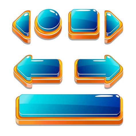 Premium Vector Gold And Blu Buttons For Game