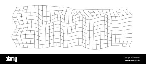 Distorted Grid Texture Curvatured Net Warped Mesh Surface Isolated On White Background