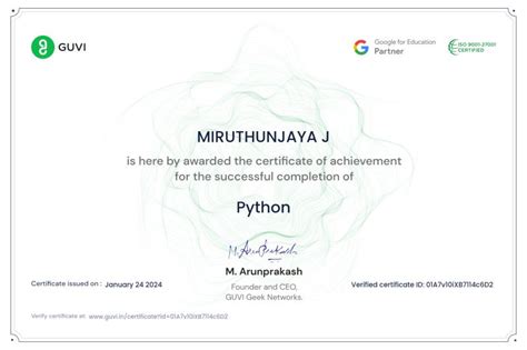 Miruthunjaya J On Linkedin Python Guvi Continuouslearning
