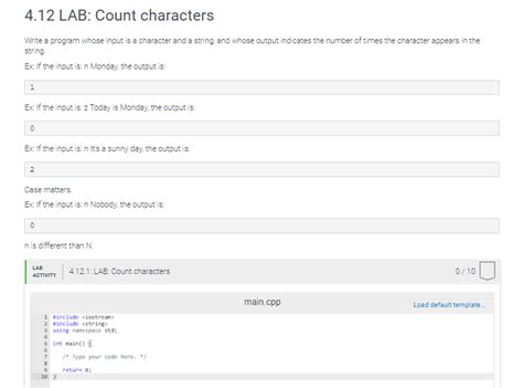 solved 4 12 lab count characters write a program whose i