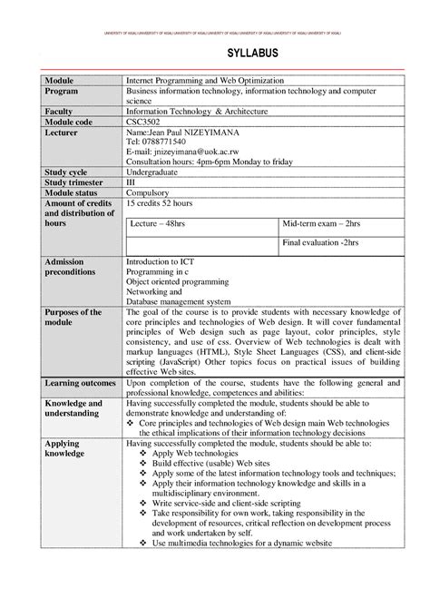 syllabus internet programming and web optimization syllabus module internet programming and